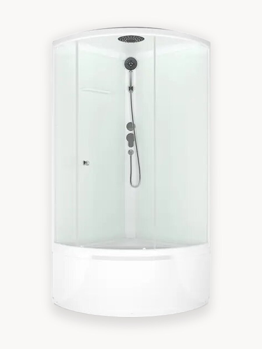 Душевая кабина Domani-Spa Simple 90х90, высокий поддон, белые стенки, стекло прозрачное 4 мм