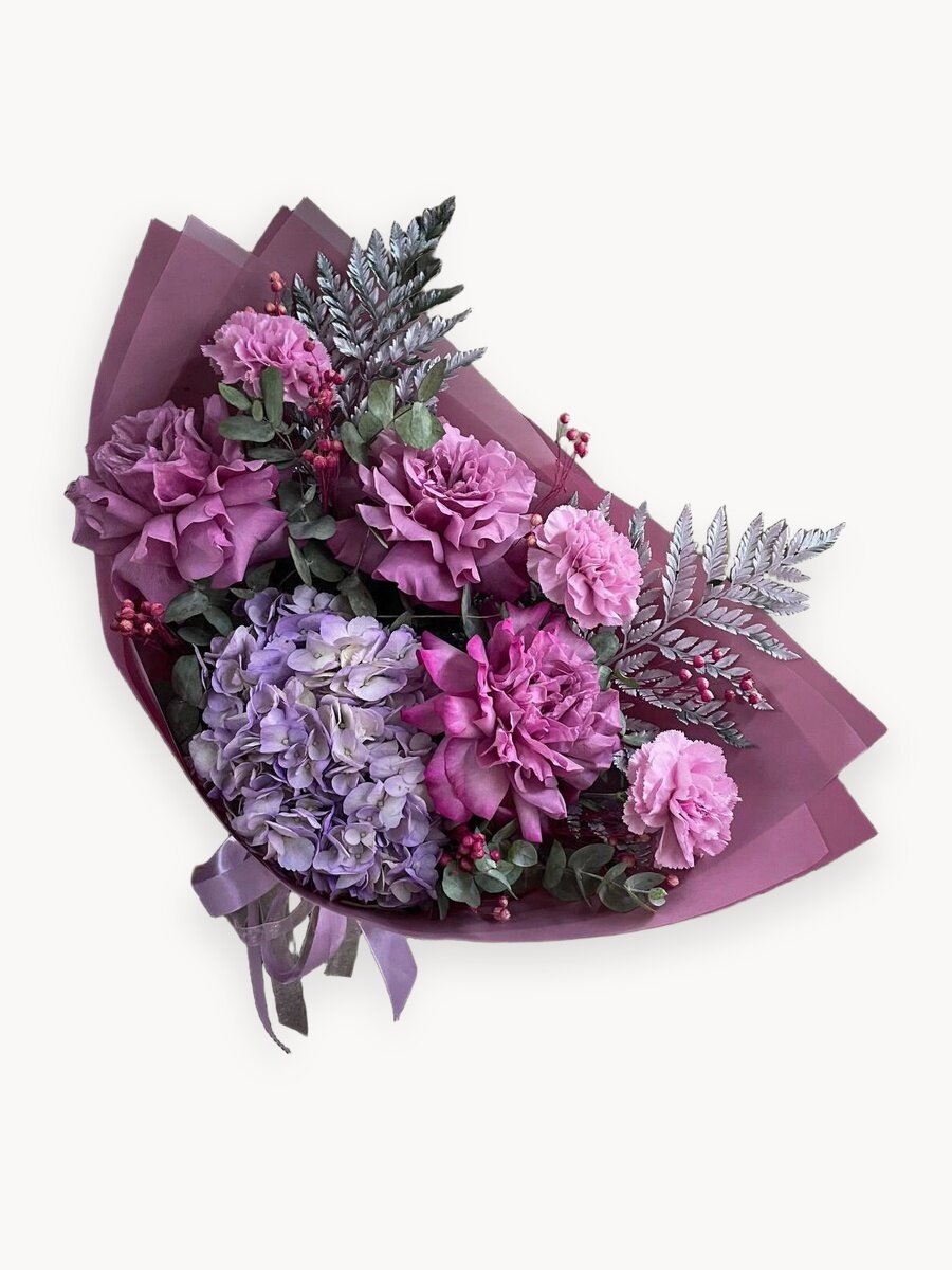 Авторский букет с гортензией и французской розой FM050