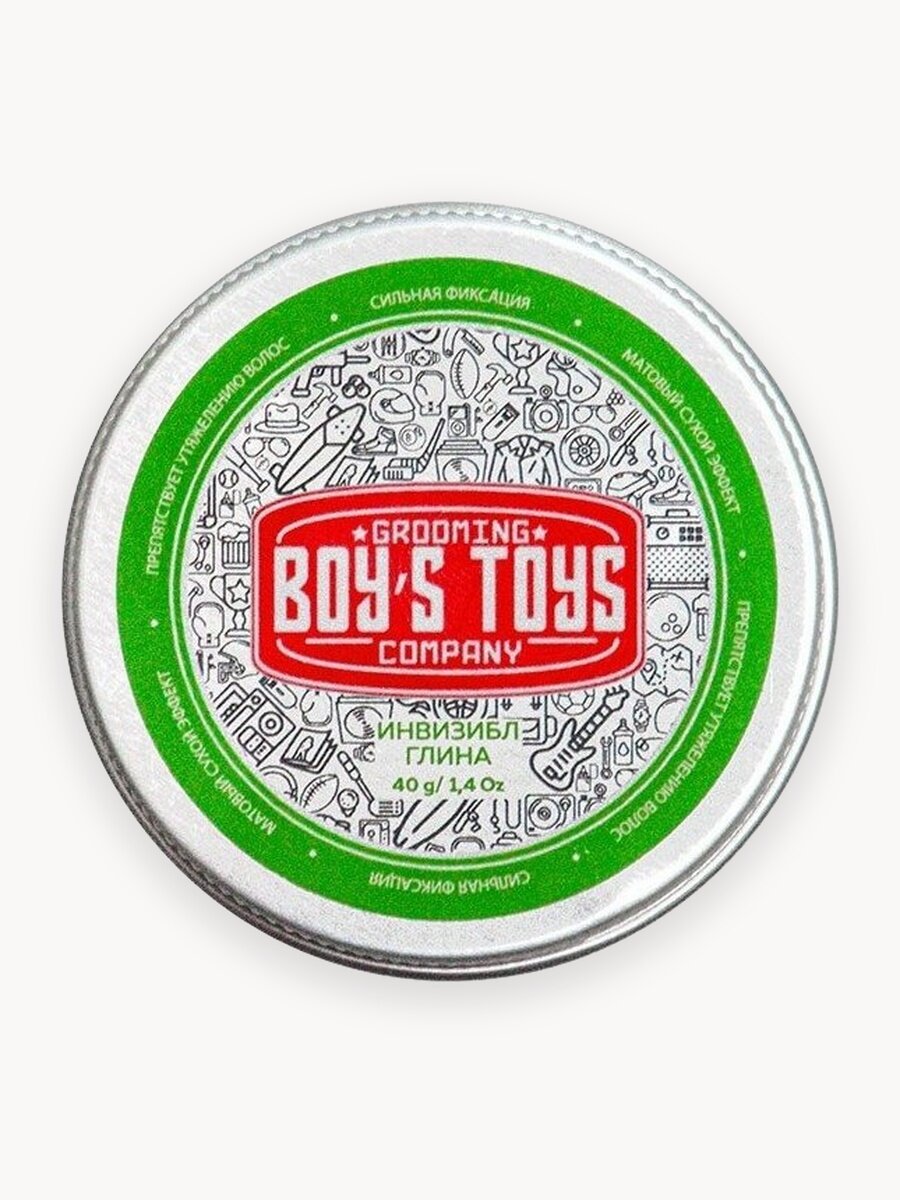 Глина BOYS TOYS для укладки волос средней фиксации с низким уровнем блеска Invisible Forming Matte Clay, 40 мл