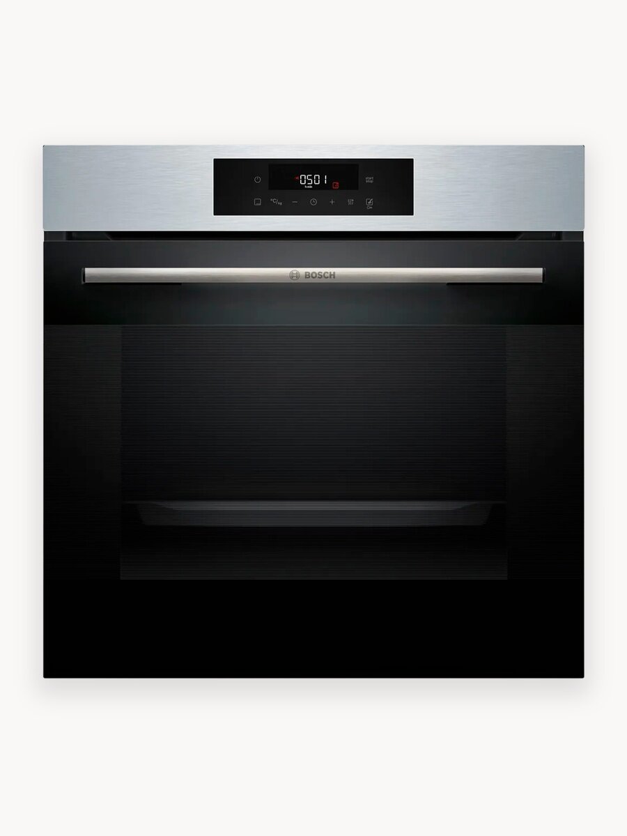 Bosch Духовой шкаф HJG852YS0, Serie 6, встраиваемый, 76 л, 8 режимов, EcoClean, 3D Hotair, телескопические направляющие