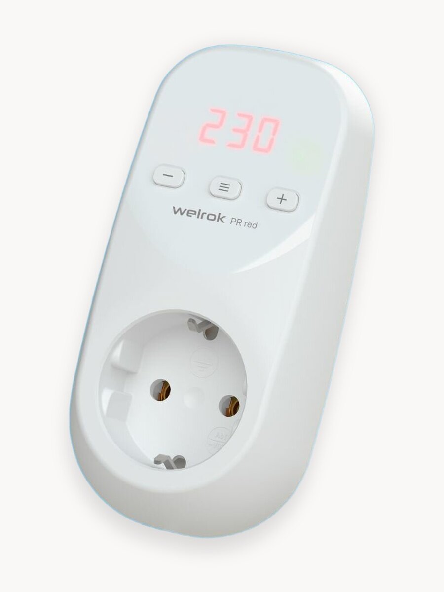 Реле напряжения в розетку Welrok PR Red, однофазное, цвет белый