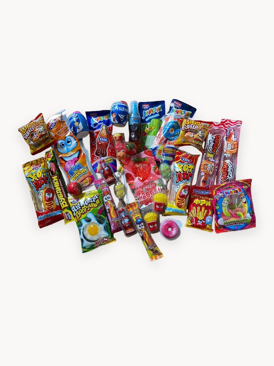 Сладкий мега-бокс "ЕДА"/ Набор конфет ассорти для детей/Подарок ребёнку на день рождения