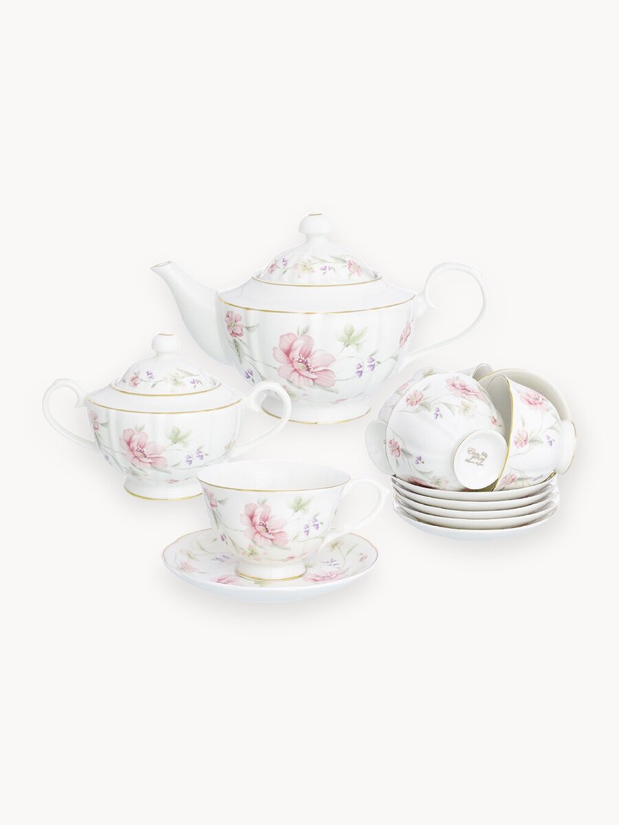 Чайный набор 14 предметов 250 мл Elan Gallery Диана на ножке, фарфор