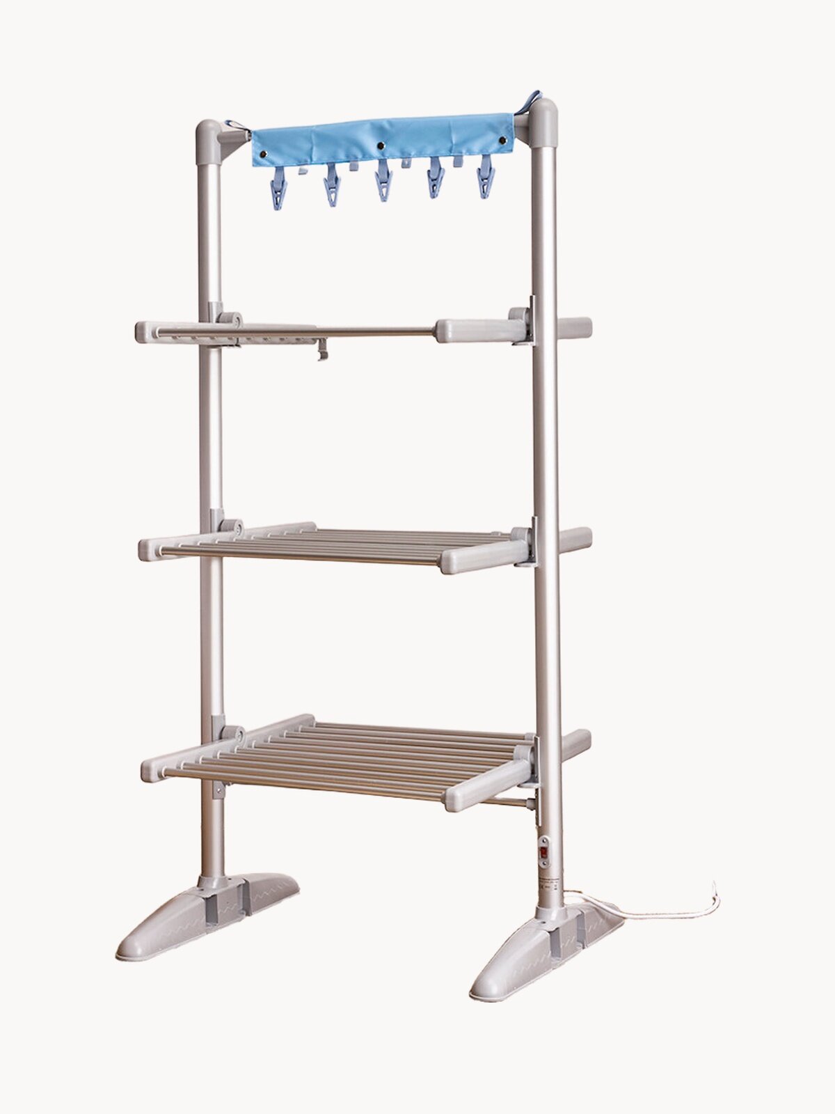 Электросушилка для белья, напольная, складная, серебристый металлик, 58x62x130 см