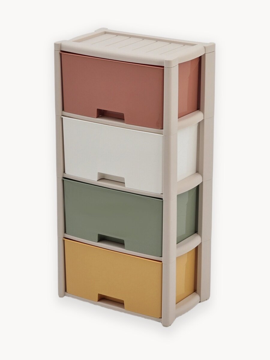 Комод 4-х секционный «Колорит», пластик, 47.5×30×94 см, микс