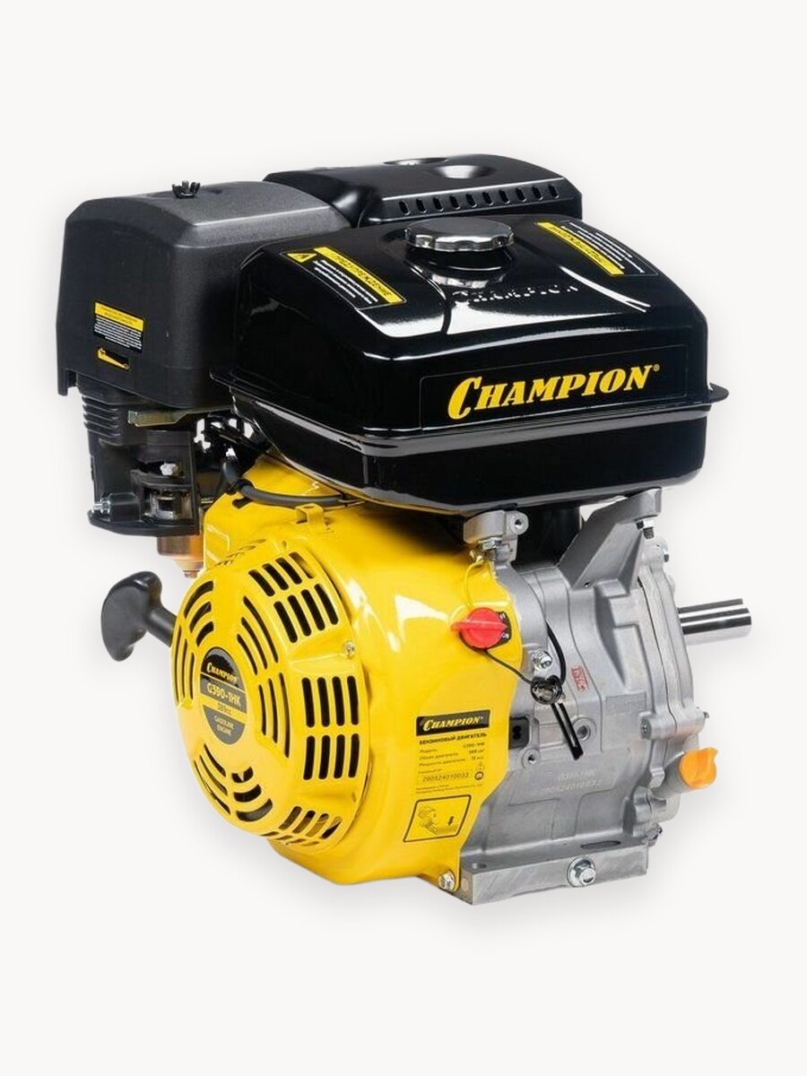 Двигатель бензиновый четырехтактный для мотоблока, газонокосилки CHAMPION G390-1HK, 9,6 кВт, 389 см3, ручной запуск