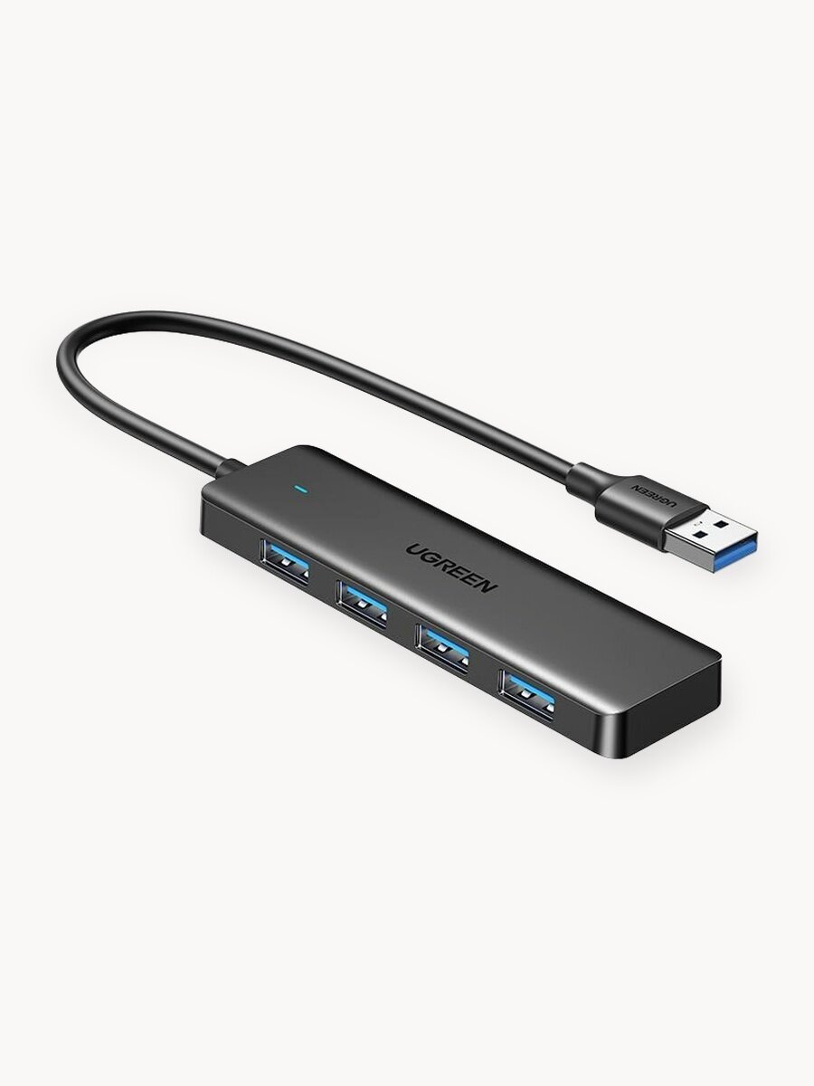 Хаб UGREEN CM219 (25851) Вход: USB 3.0, штекер Выход: USB 3.0 A, гнездо × 4 Цвет: черный