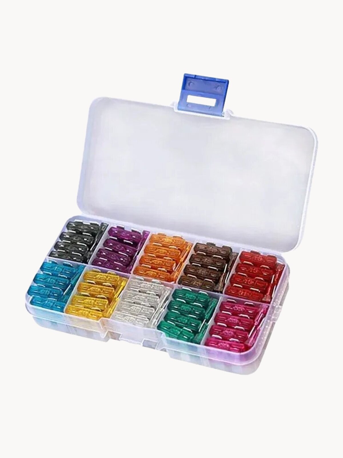 Набор автомобильных флажковых предохранителей 50шт. (2А, 3А, 5А, 7,5А, 10А, 15А, 20А, 25А, 30А, 35А).