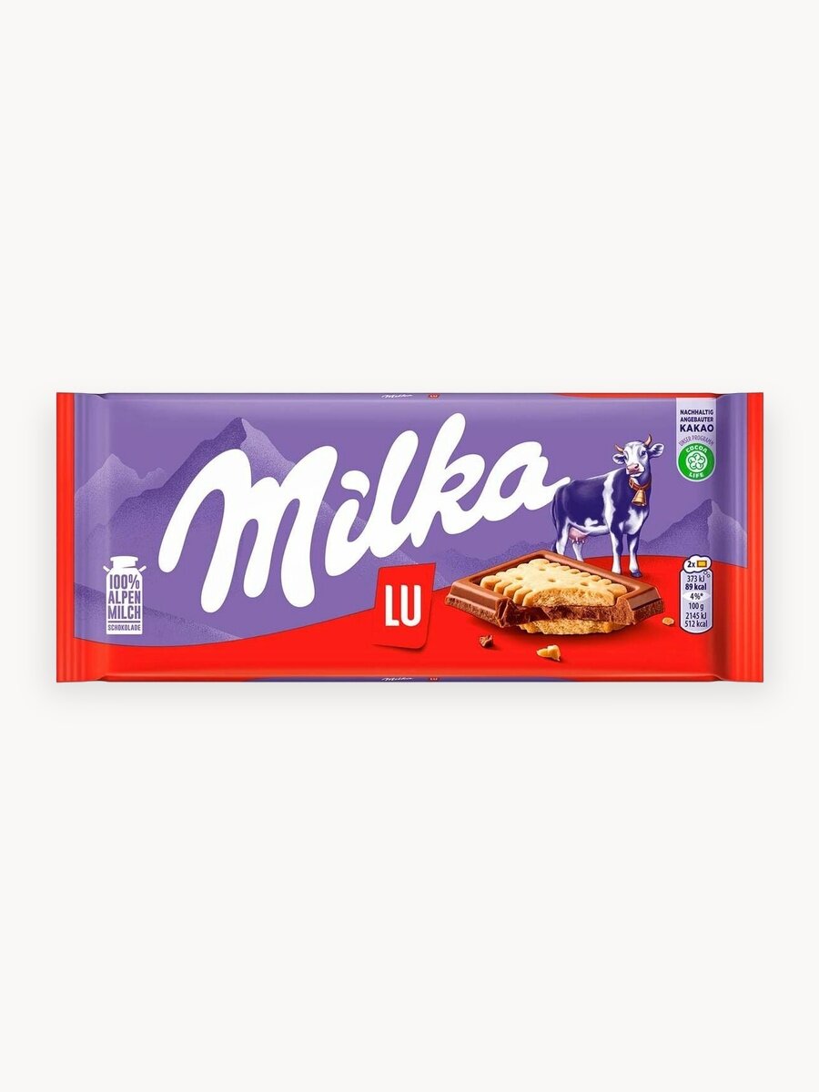 Шоколадная плитка Milka LU с сладким печеньем, 87 гр. (Швейцария)