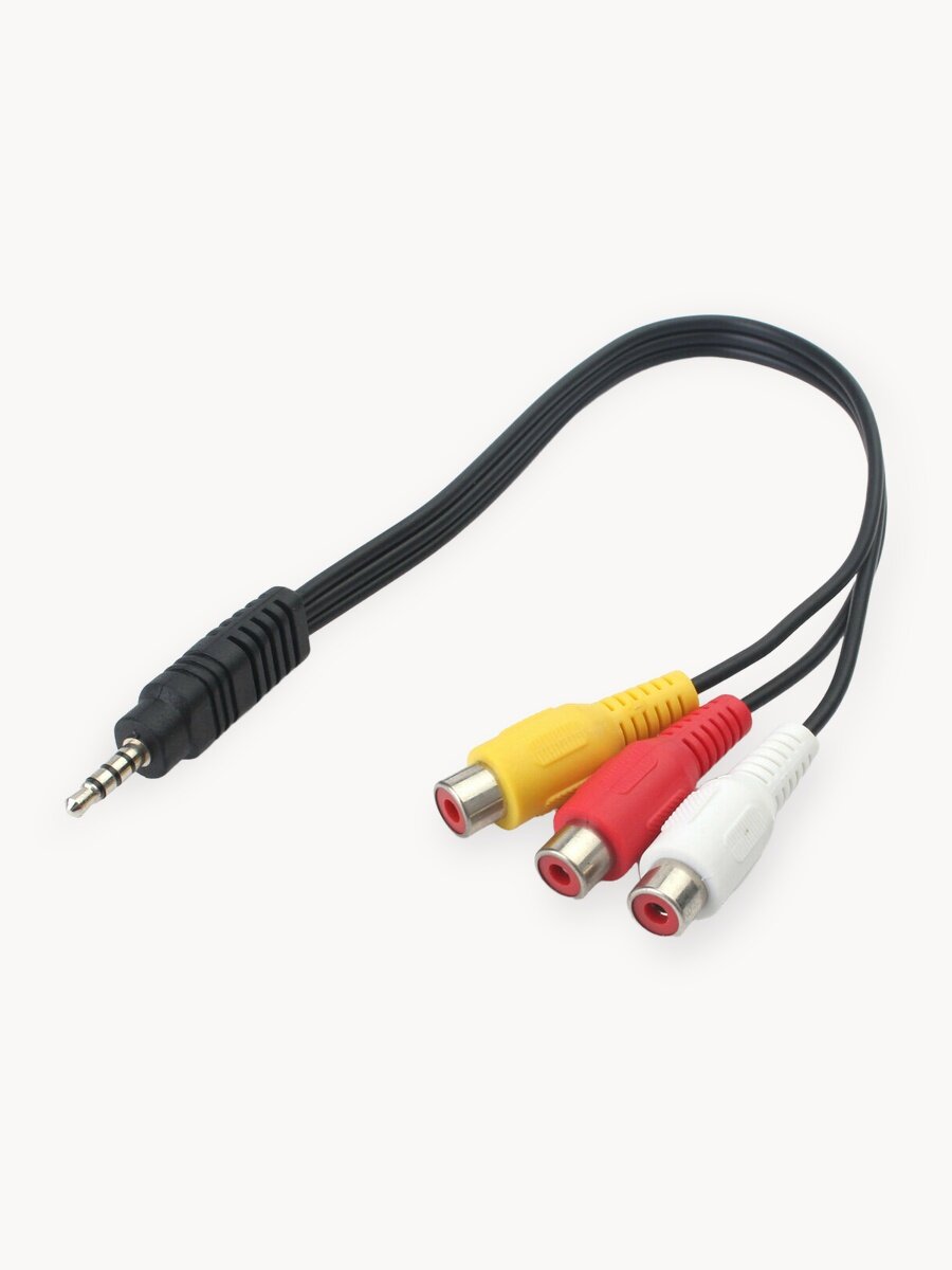Аудио кабель 3 RCA (Female) мама → 3.5 мм Jack (male) папа, для колонок, TV, звуковой карты, экранированный
