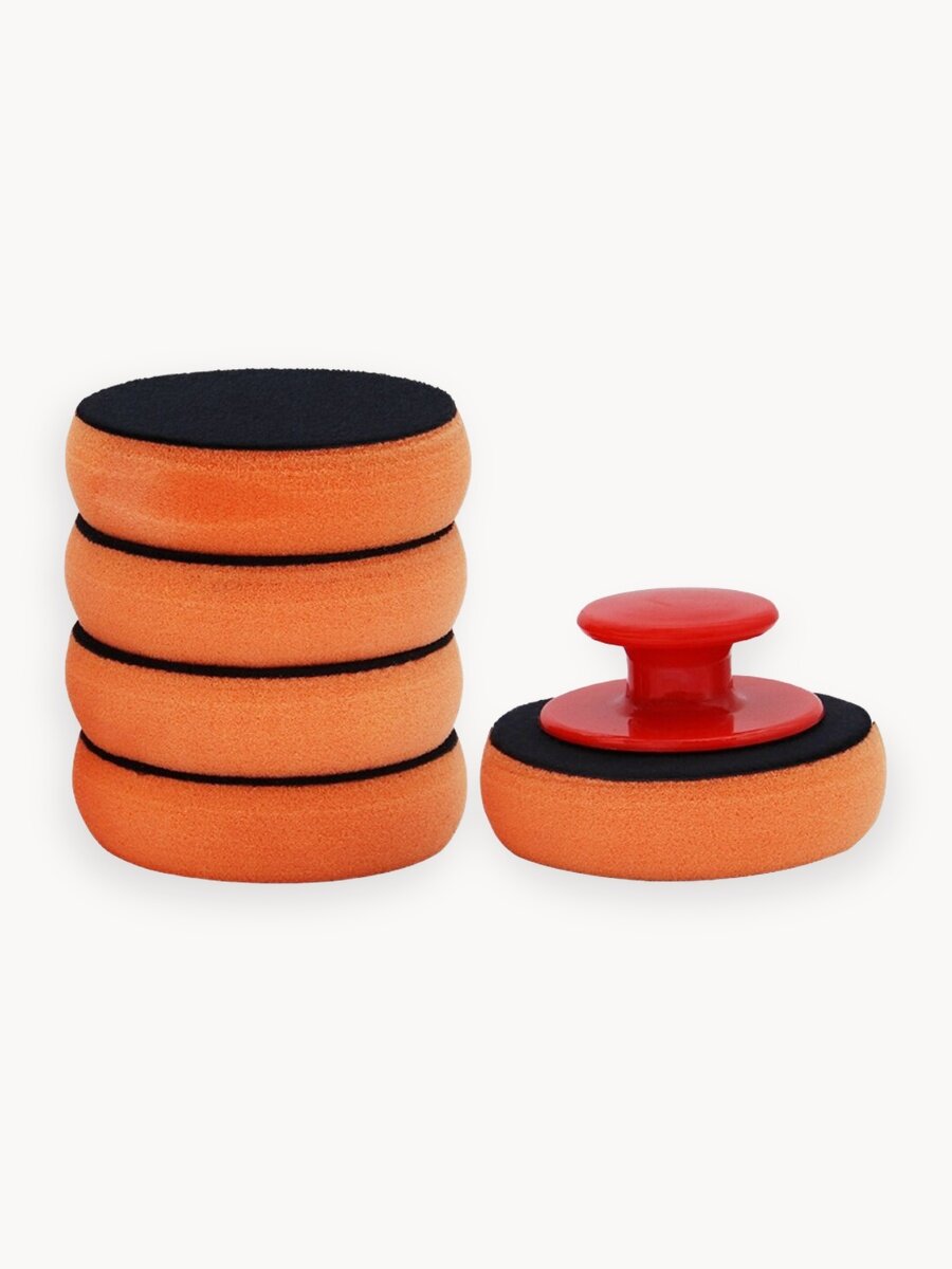 Ручной полировщик для кузова автомобиля и фар, губка для авто, круги полировальные 5 штуки и съемная ручка