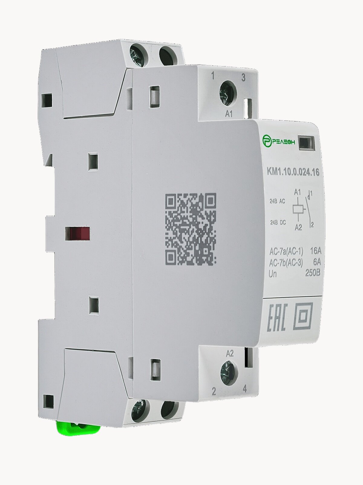 Модульный контактор 1НО контакт 16А; 24В AC/DC, релеон, KM1.10.0.024.16