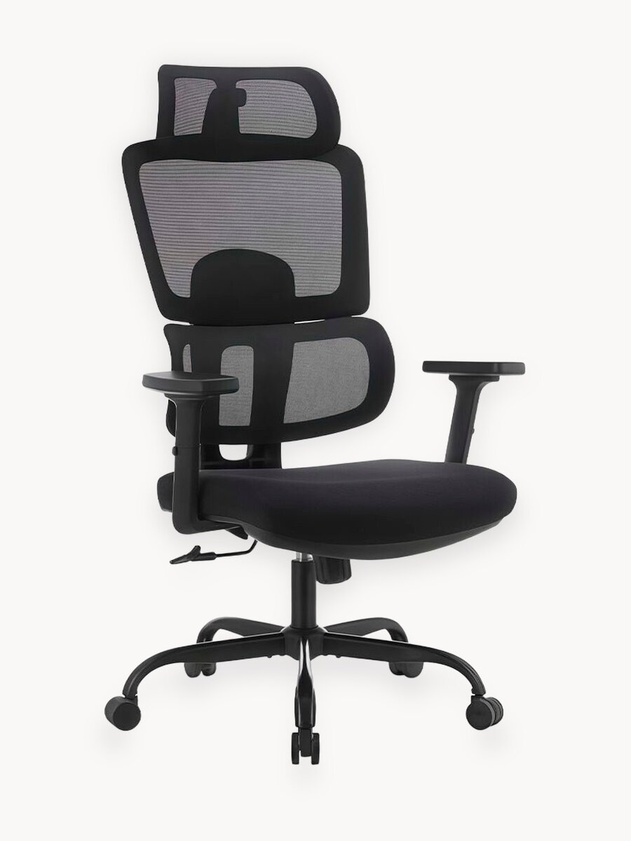 Рабочее компьютерное кресло на колесиках для руководителя myroo Office Grace MC094A-BB черное в сетку. Взрослый крутящийся офисный стул с ортопедической спинкой для работы за компьютером ПК