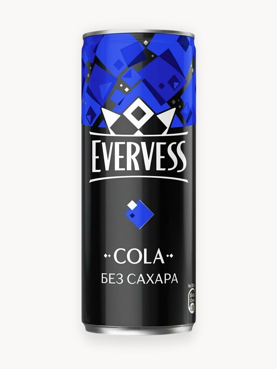 Напиток Evervess Cola, без сахара, газированный, в металлической банке, 330 мл