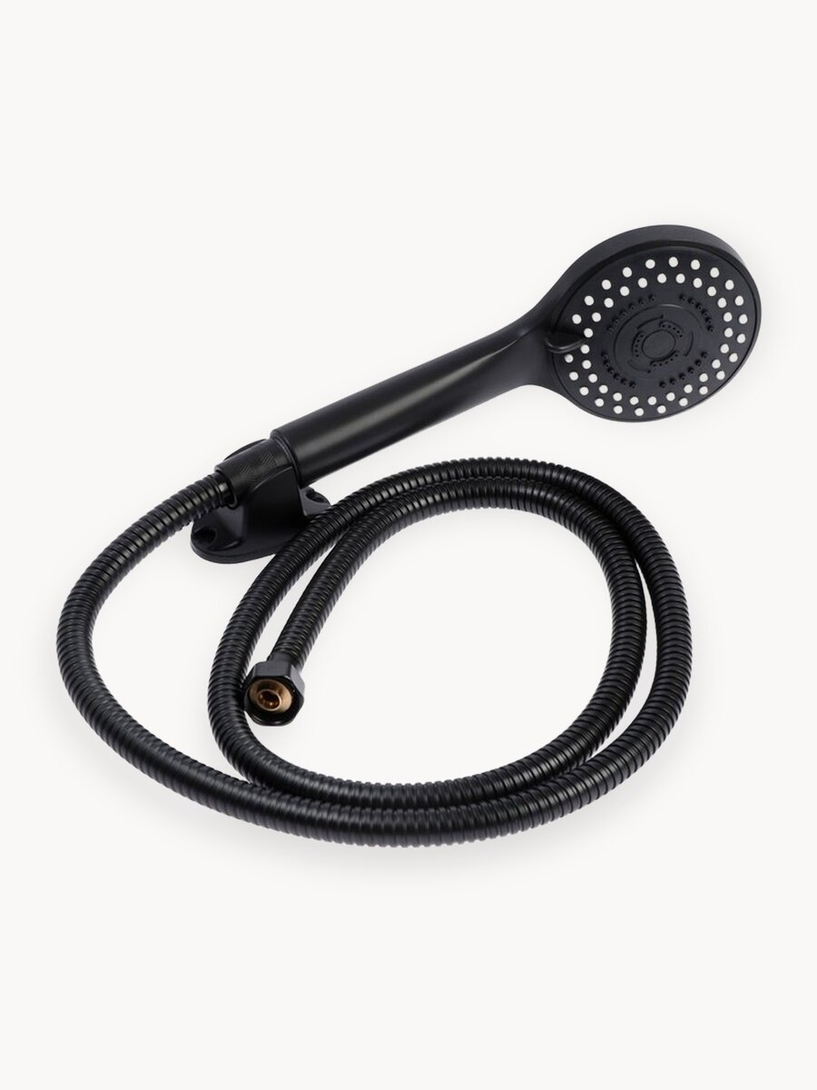 Набор для душа ZEIN Z0106, шланг 150 см, гайки металл, держатель, лейка 5 режимов, черный