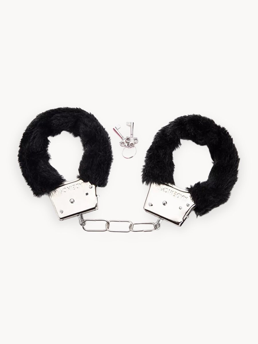 Наручники металлические с мехом для ролевых игр и бдсм