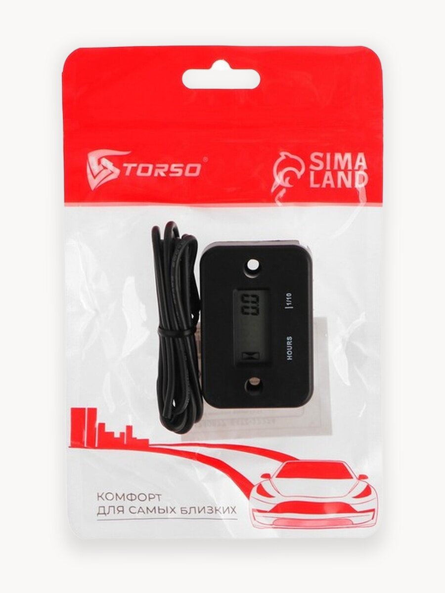 Счетчик моточасов TORSO, 54×35×14 мм, ЖК-дисплей, IP67, черный