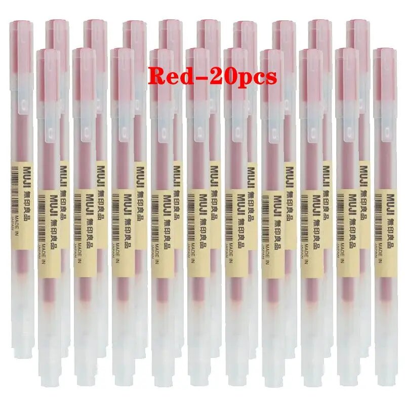Гелевые ручки MUJI черные/синие 0.38/0.5 мм 0.38mm, Red-20pcs