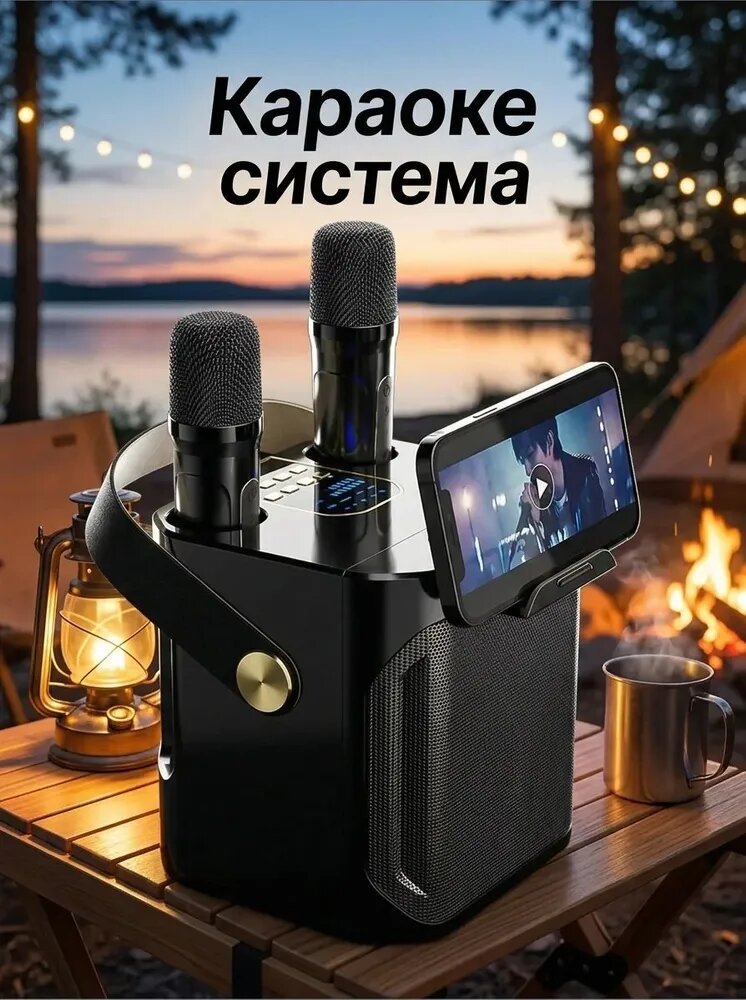 Караоке система, Колонка с микрофонами, Караоке система с двумя микрофонами