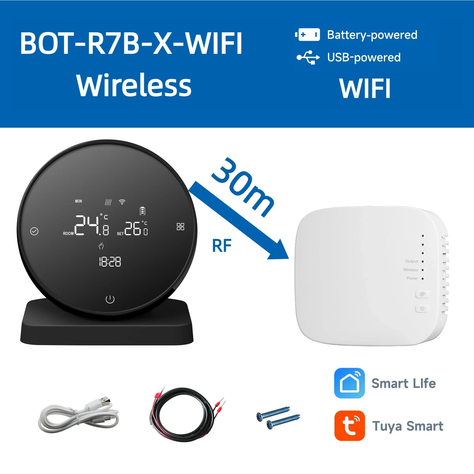 Беспроводной термостат Beok для газового котла BOT-R7B-X-WIFI