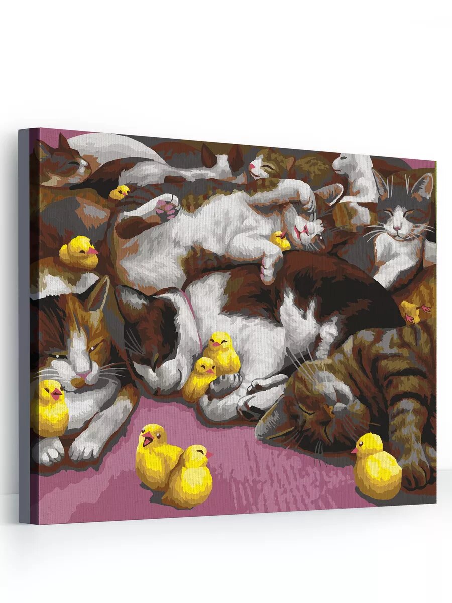 Кошачьи ласки Картина по номерам на холсте 40х50 см