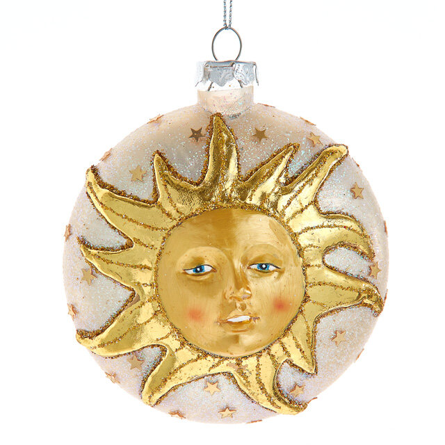 Стеклянная елочная игрушка-медальон Зимнее Солнце - Soleil Eternel 10 см, Kurts Adler, T3801