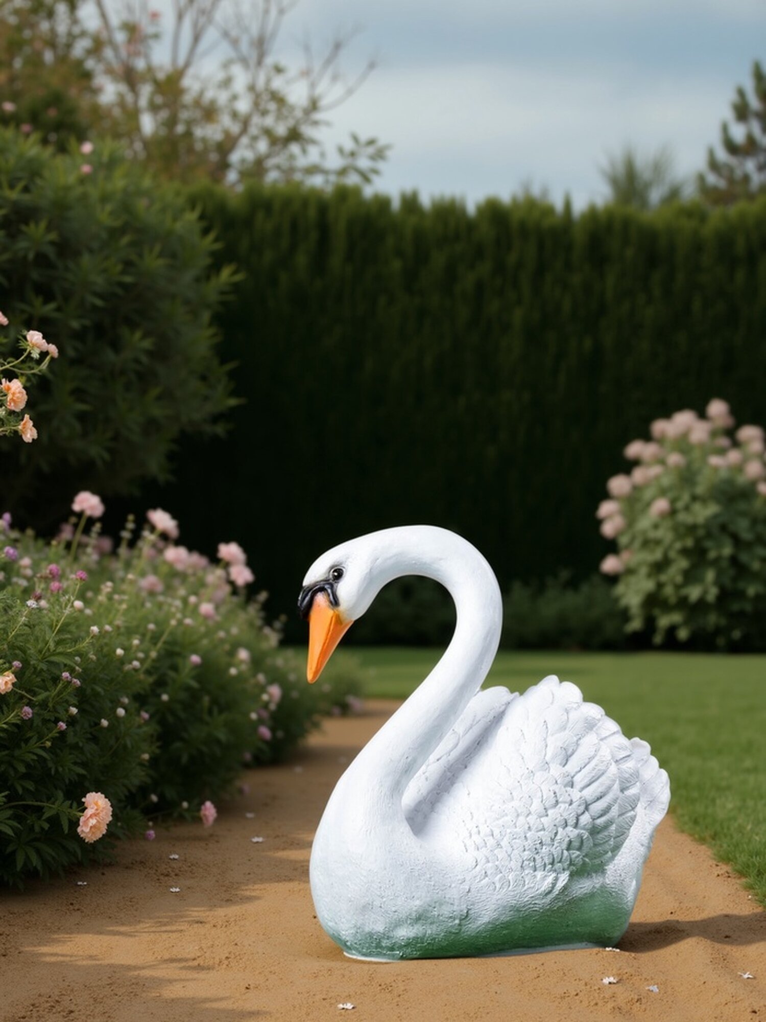 Садовая фигура Хорошие сувениры "Лебедь", 37 х 25 х 40 см, белый