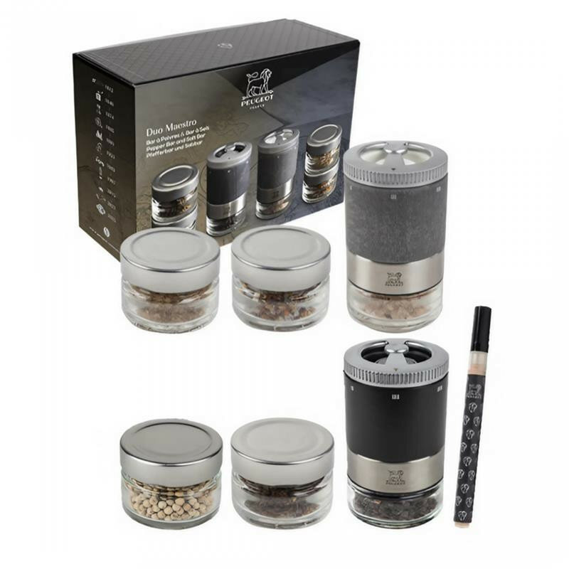 Peugeot Набор мельниц Maestro Duo, соль и перец, 11 см, серый/темно-серый, металл (48013)