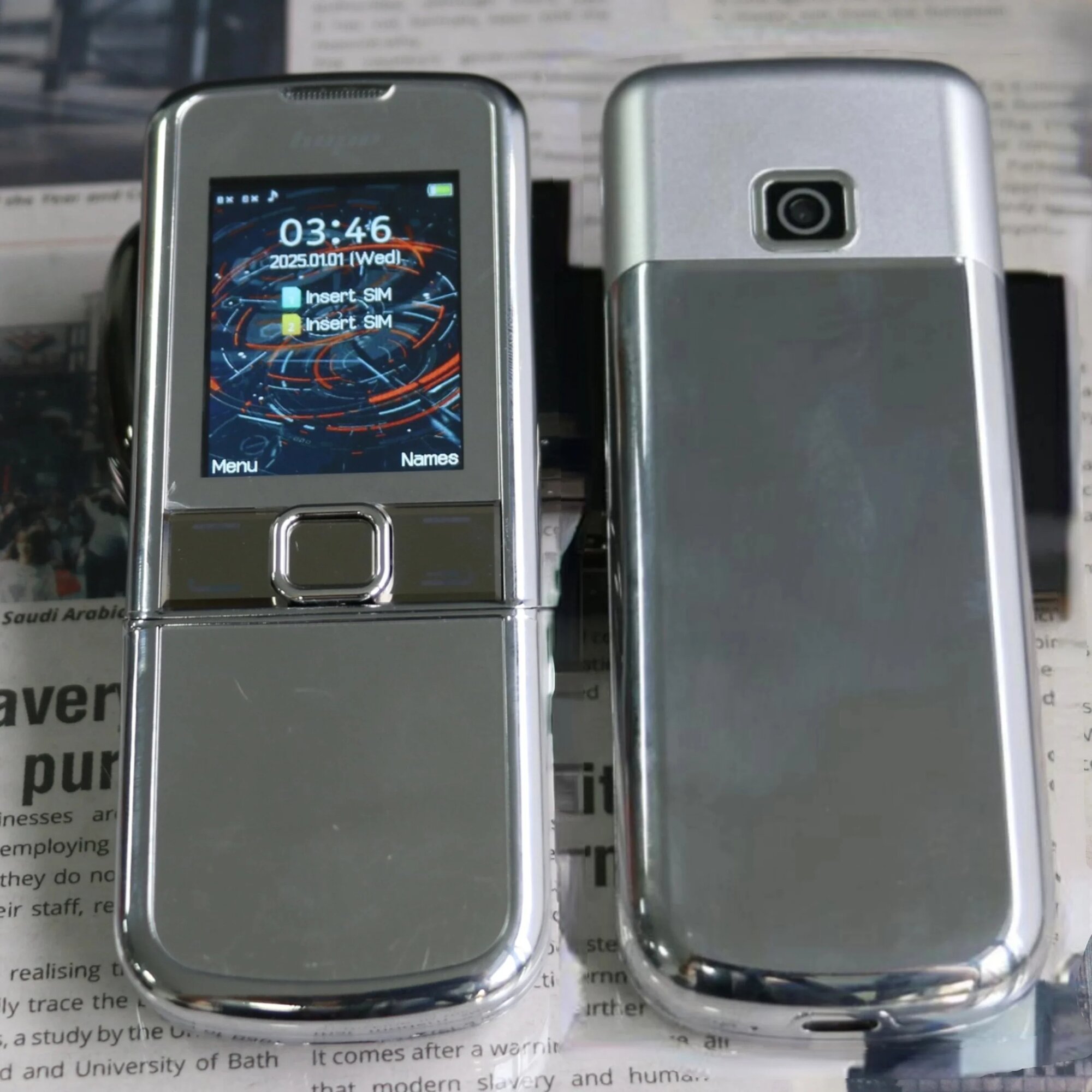 Luxury Classic Retro Slider Elderly Phone Metal Body Feature Phone Dual SIM Speed Dial Blacklist Durable Mobile Phone Big Button