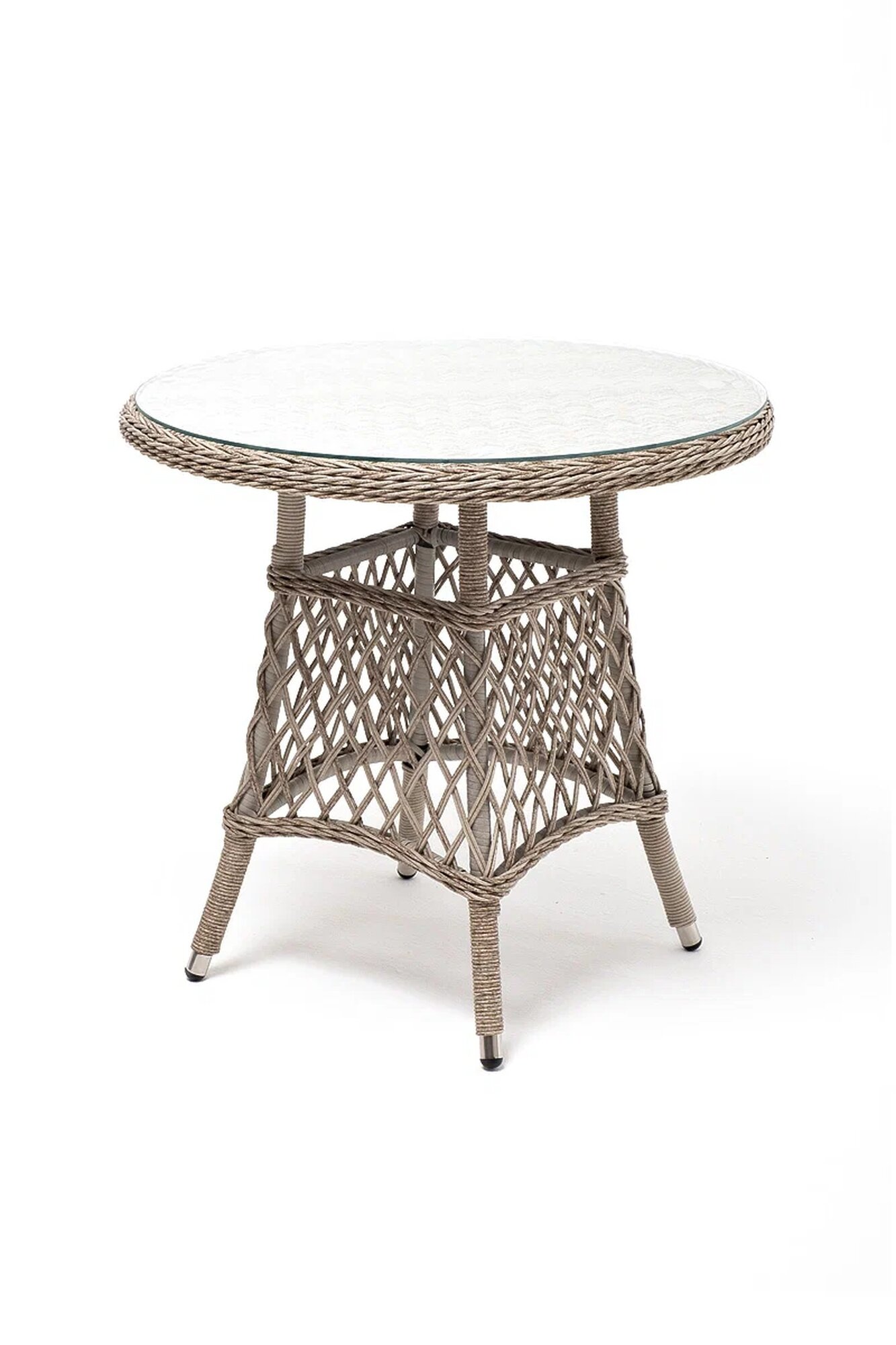 "Эспрессо" плетеный круглый стол, диаметр 80 см, высота 75 см, цвет бежевый