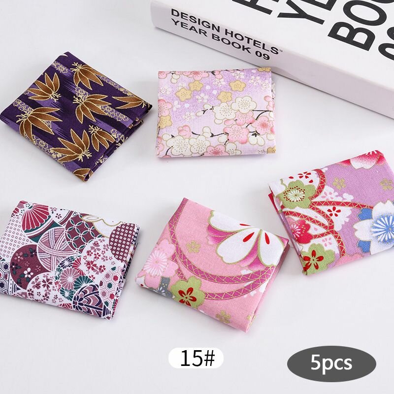 Набор хлопковых тканей для рукоделия, японский пэчворк с горячим штампом 20х25 см, 5 шт для лоскутного шитья, скрапбукинга, кукольной одежды и аксессуаров