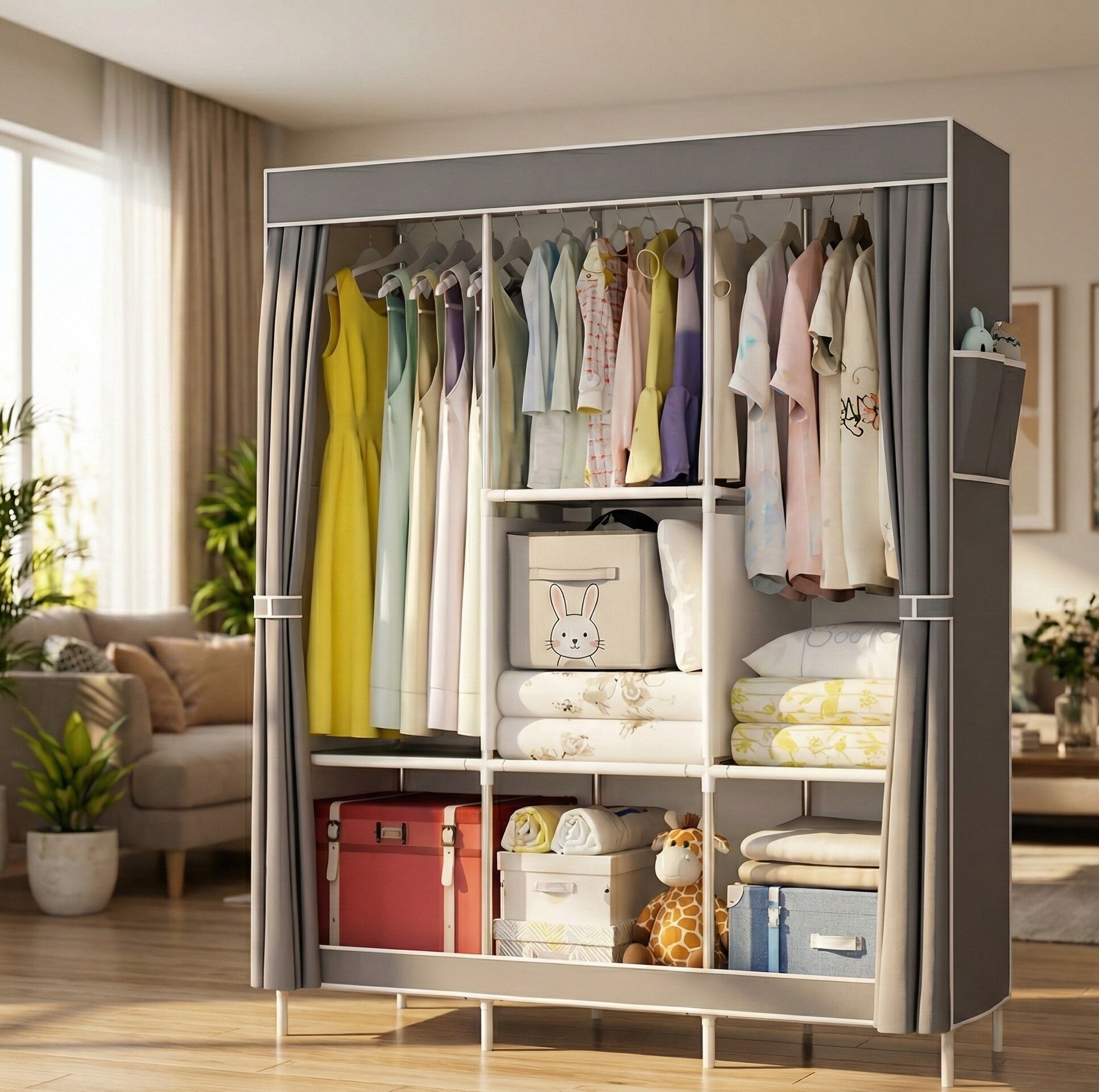 Тканевый шкаф, складной Шкаф, разборный шкаф, мягкий шкаф, сборный шкаф, шкаф из ткани, шкаф чехол, 175х130х45 см