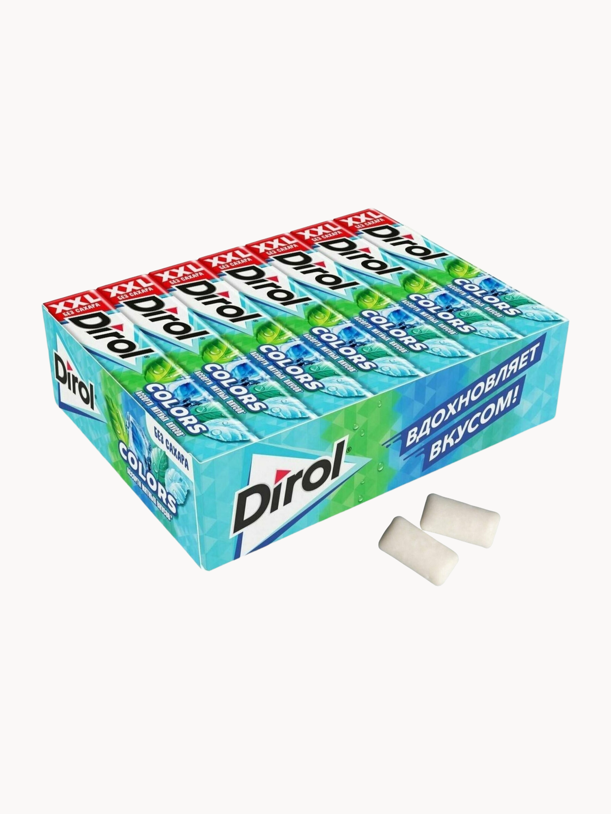 Дирол Colors ХХL ассорти мятт. вкус б/с 19гр/18шт жев. резин.
