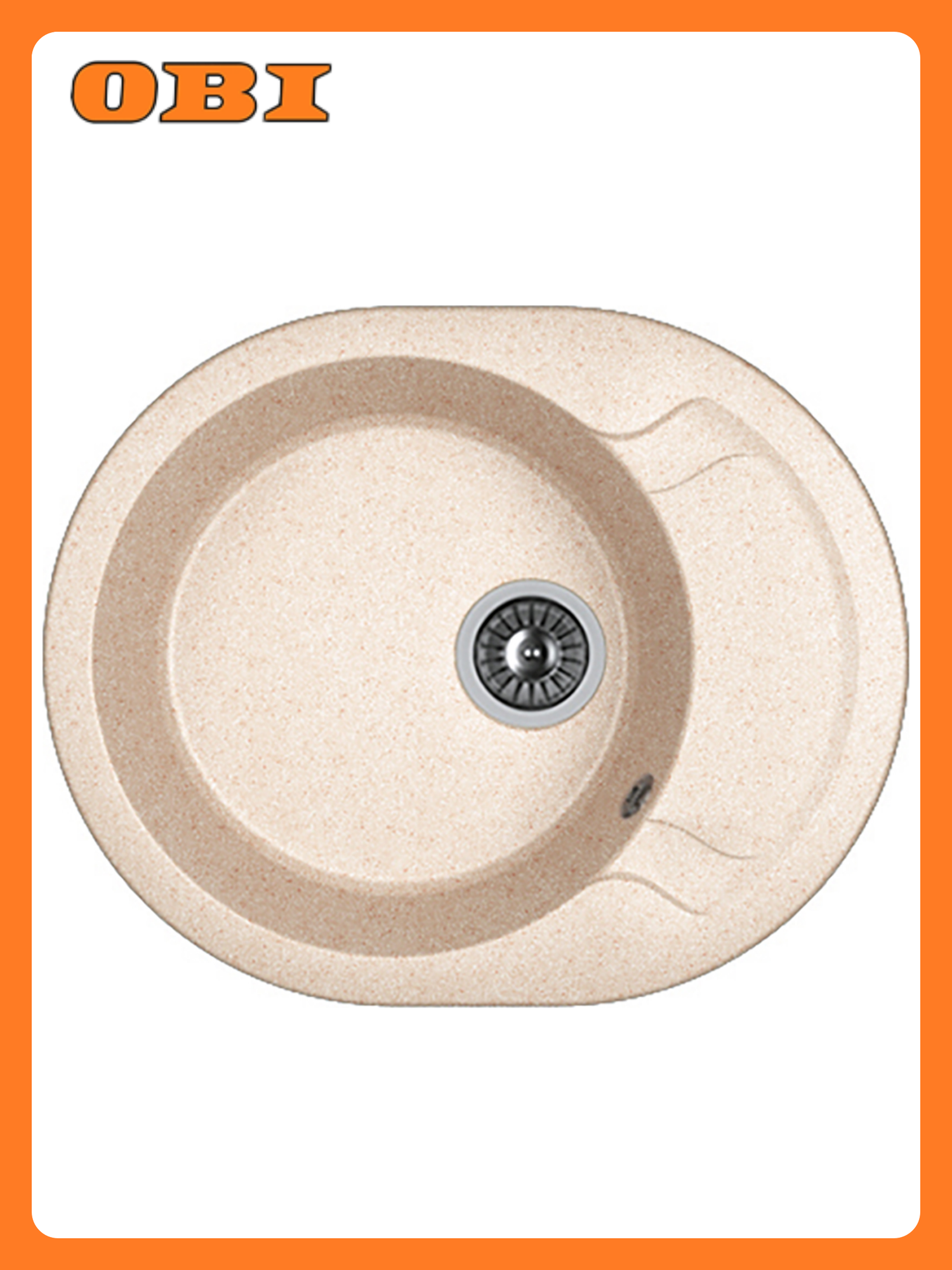 Мойка кухонная BAMBOO "Медея", искусственный камень, бежевая, овальная, 58 см