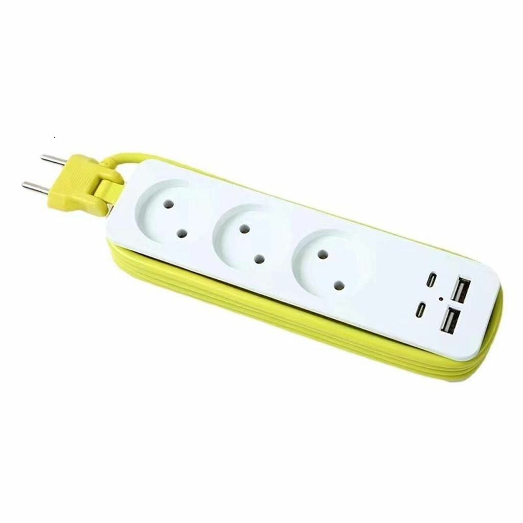 Адаптер питания, Подходит для европейского стандарта, немецкой/корейской круглой зарядки с двойным отверстием TypeC/USB, портативного хранилища с 3 отверстиями