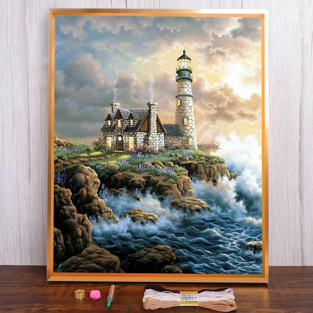 MEIAN Набор для вышивания,30x40CM,14CT, маяк