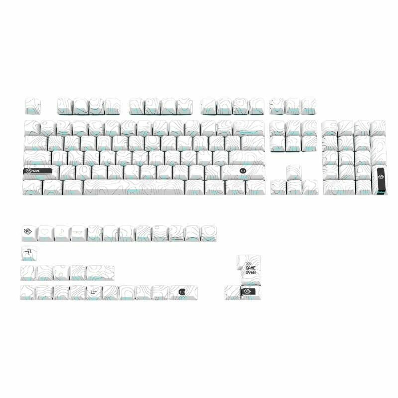 Двойные PBT кейкапы с подсветкой для Cherry MX, 135 клавиш с белой стороны