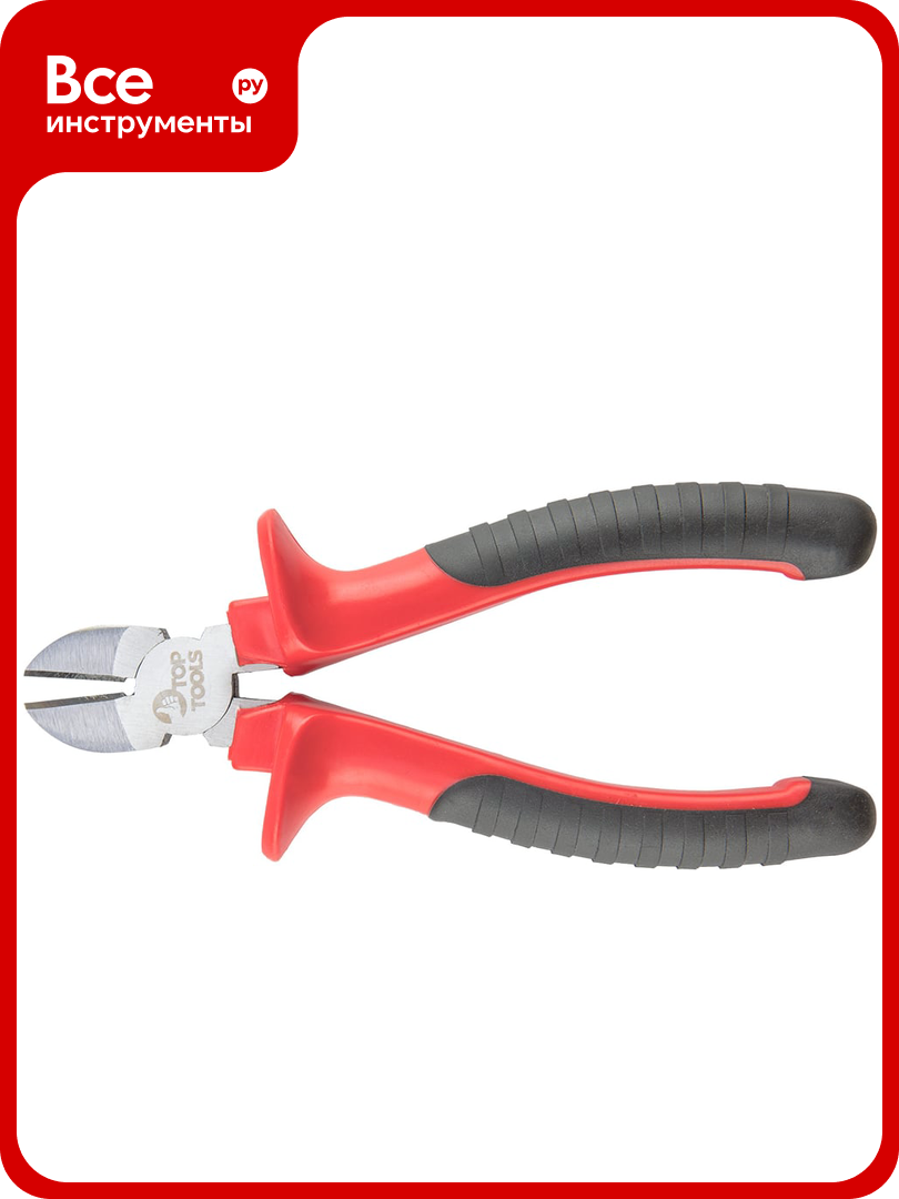 Боковые кусачки Top Tools 160 мм 32D118, широкого спектра, стальные губки, двухкомпонентные рукоятки, заточка лезвия