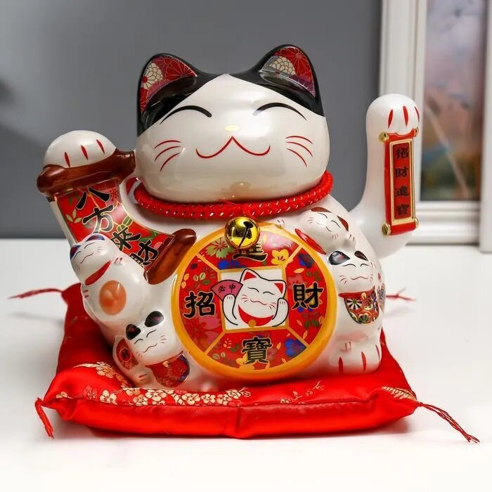 Сувенир керамика маятник "Кот Манэки-нэко со свитком" 19,5*20*14,5 см