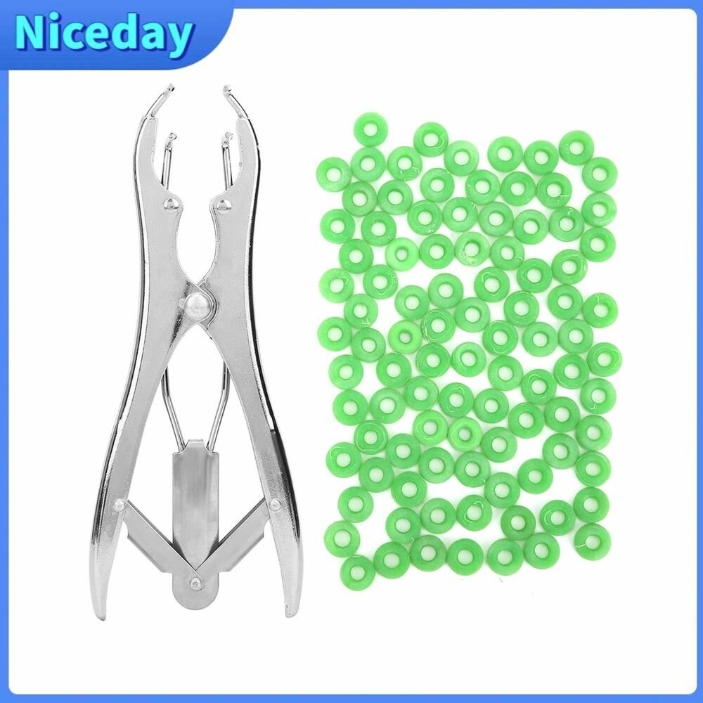 Плоскогубцы для кастрации свиней с 100шт кольцами, инструмент для фермерского скота