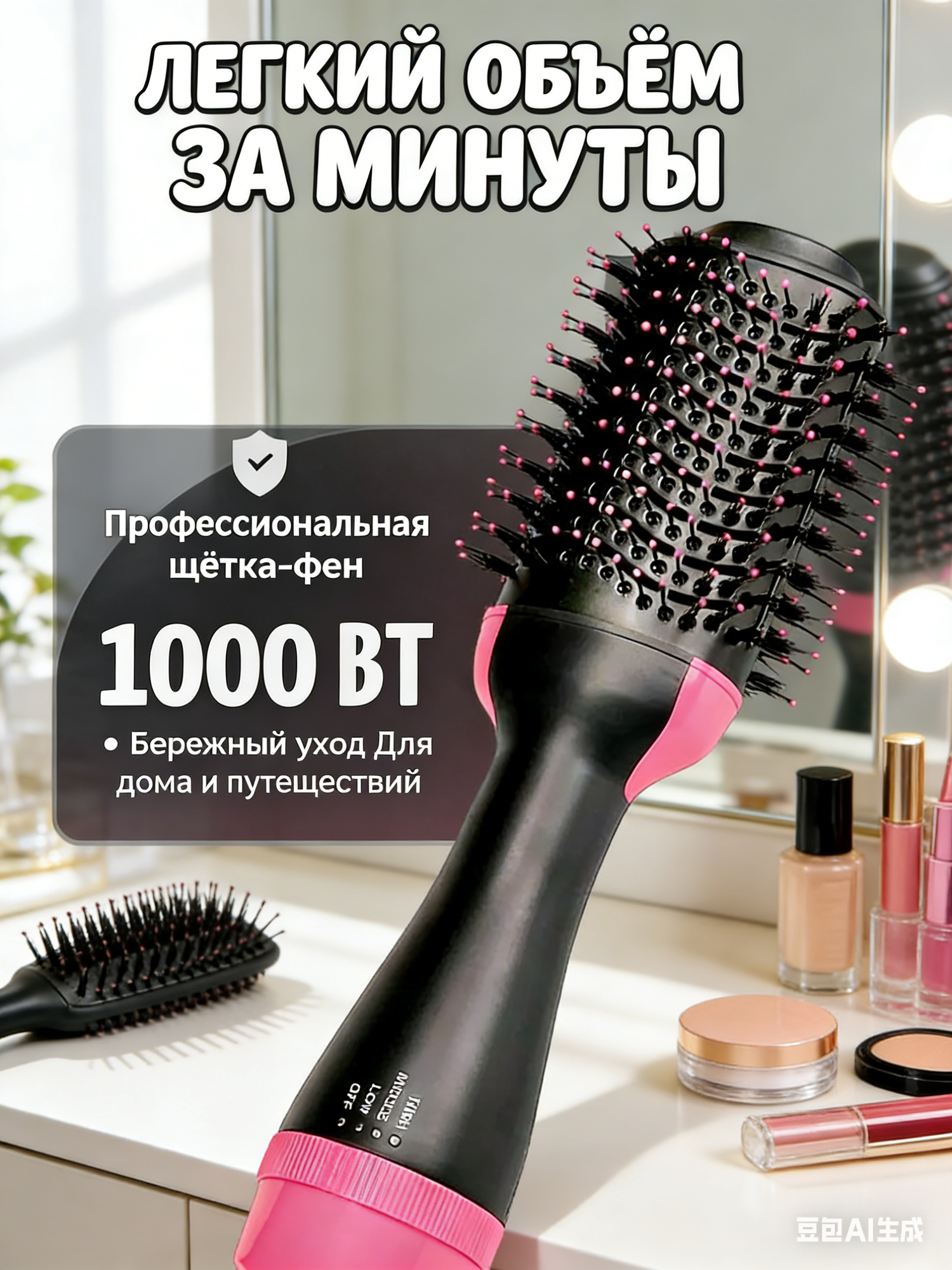 Фен-щетка для волос / Расческа с ионизацией One Step Фен-щётка (расчёска-фен) для волос Hair Dryer 3 в 1