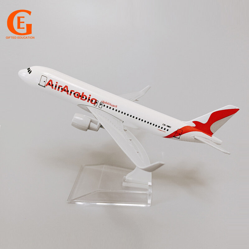 Металлическая модель самолета Airbus A320, Air Arabia A320, масштаб 1/400 коллекционная миниатюра с пластиковой подставкой, без шасси
