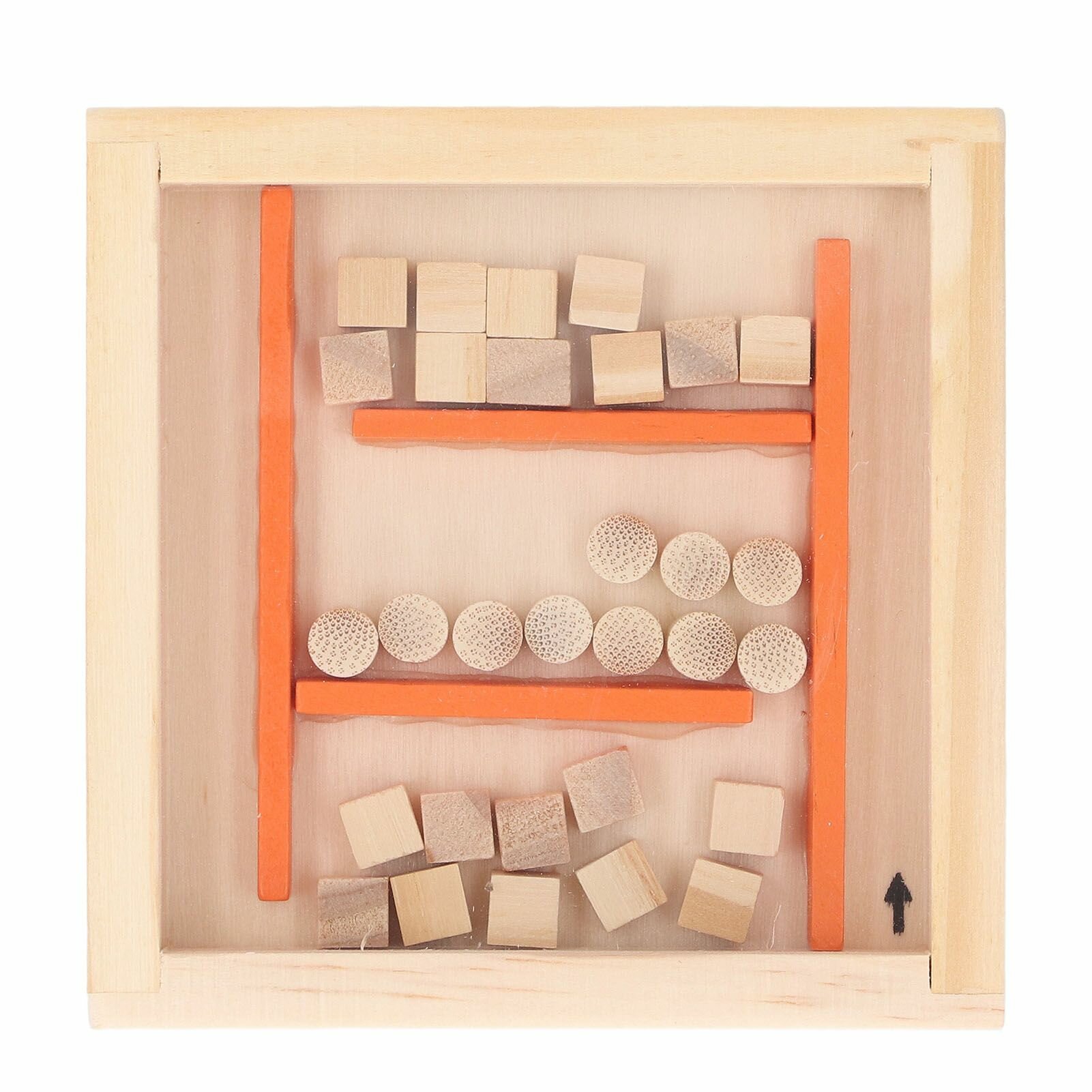 Деревянная игра-лабиринт "Балансирующий шарик", обучающая настольная (оранжевая)