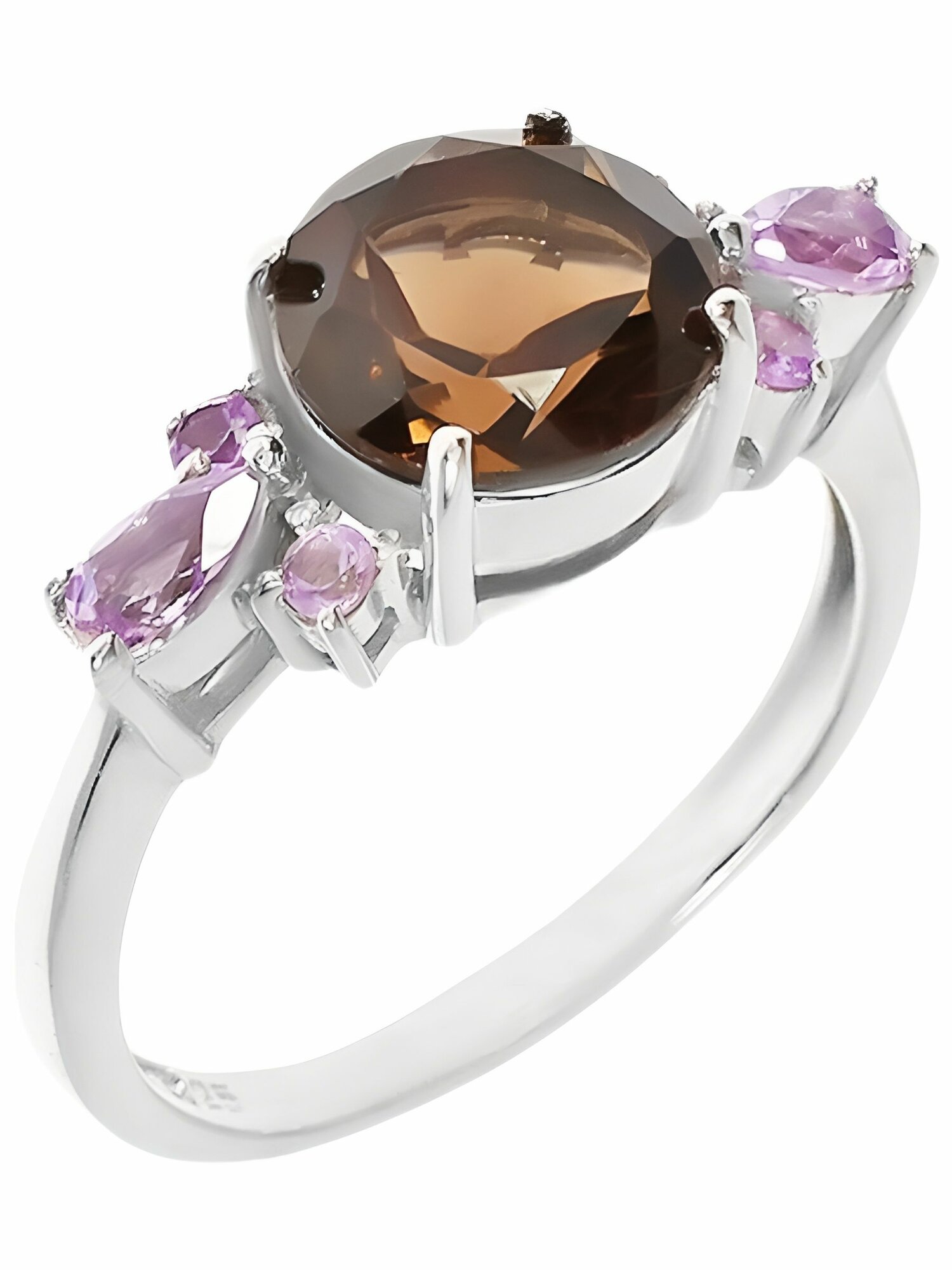 Кольцо тонкое, серебро, 925 проба, родирование, раухтопаз