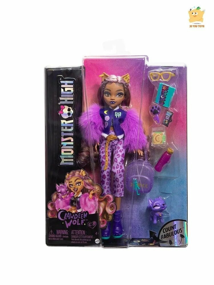 Монстер Хай Кукла Mattel Monster High Clawdeen Wolf / Модная кукла Школа монстров Клодин Вульф поставляется с домашним животным и классными аксессуарами.