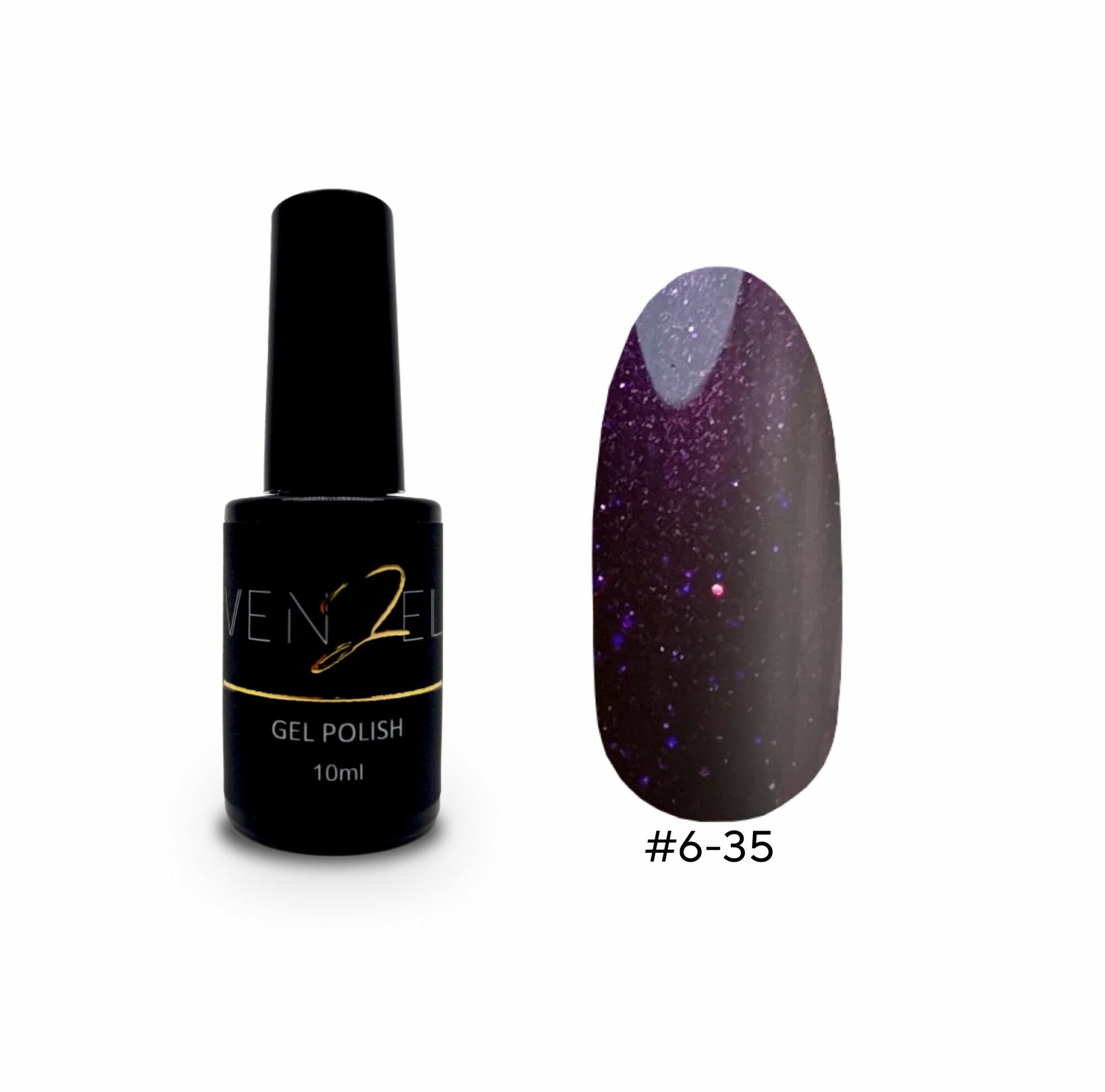 Venzel 6-35 бордовый с шиммером гель-лак для ногтей плотный 10ml