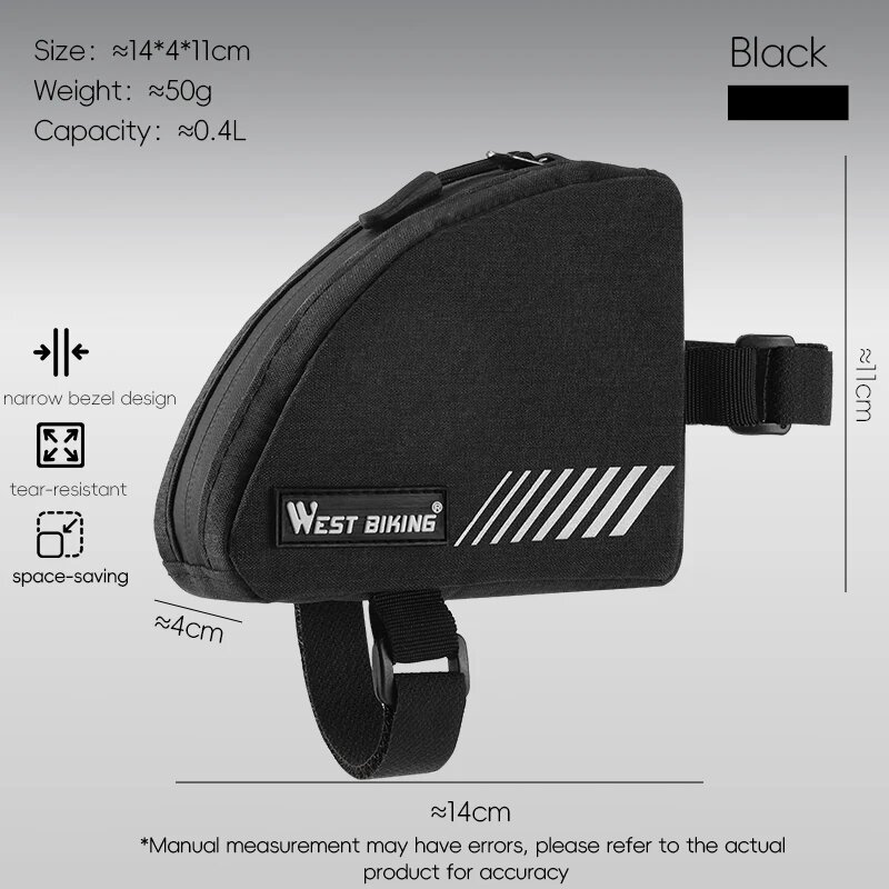 Велосумка треугольная черная West Biking, 0.4L