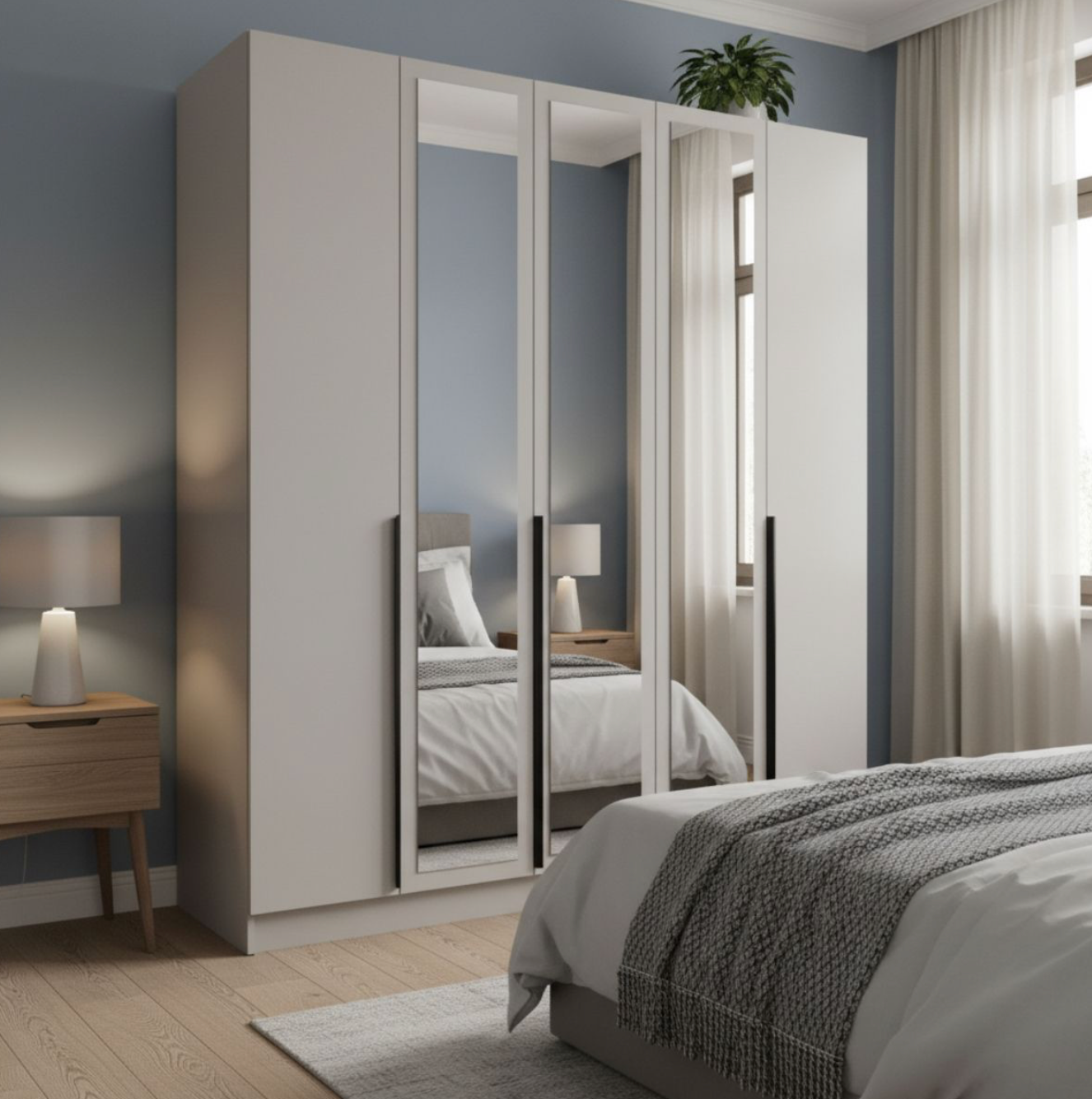 Распашной шкаф с зеркалом Мадрид 2м, Кашемир пятистворчатый ШхВхГ: 2000х2300х540 (мм.)