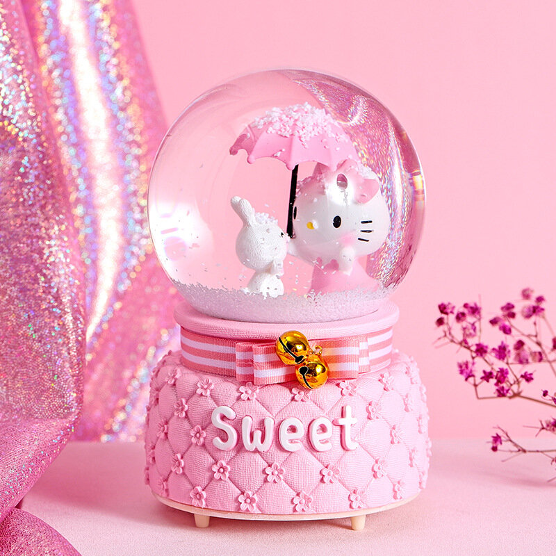 Мечтательная девочка, музыкальная шкатулка с кристальным шаром в виде единорога, украшение, музыкальная шкатулка для студентов, снежинка, водяной шар, подарок на день рождения