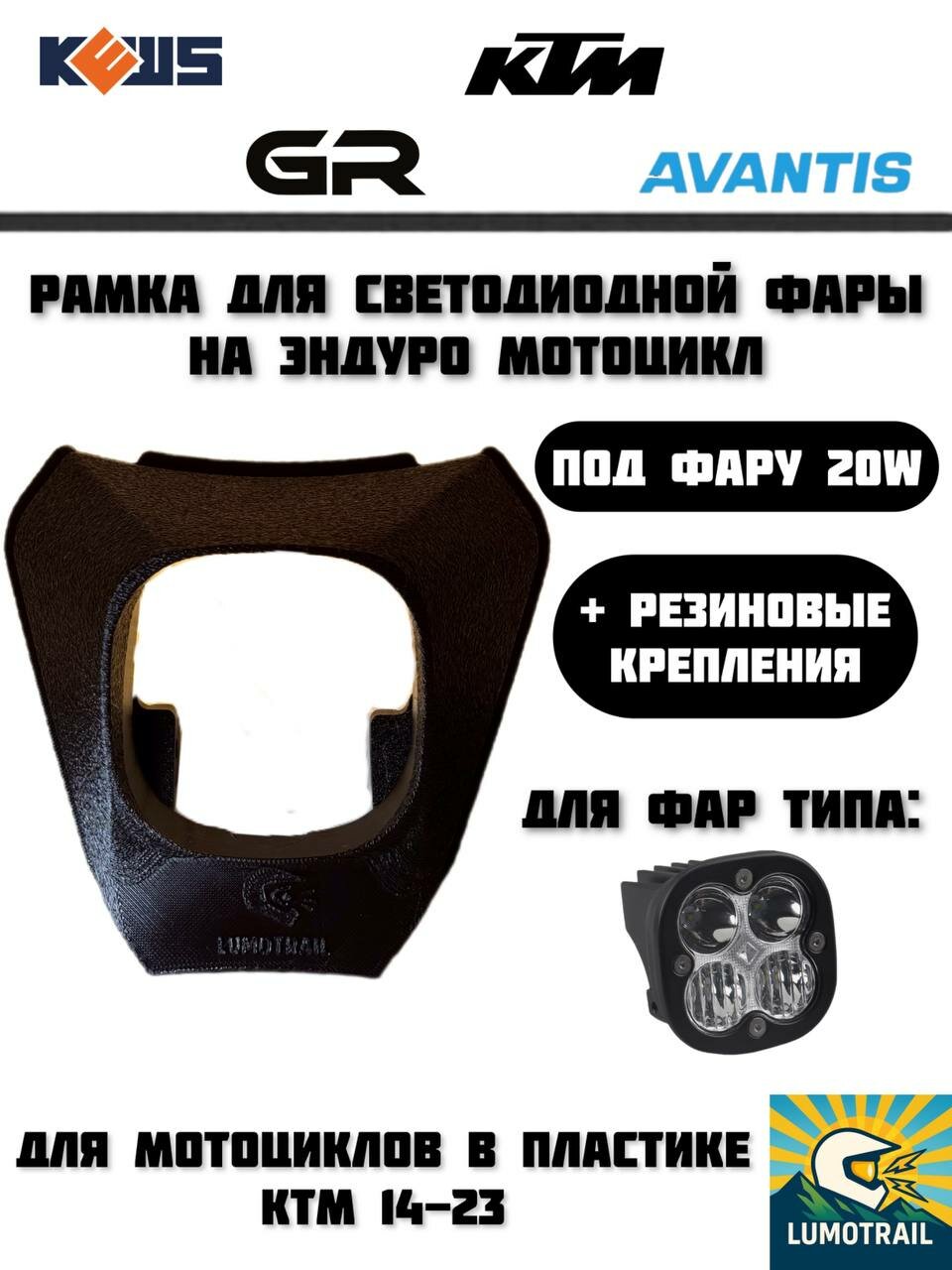 Рамка для светодиодной фары для мотоциклов в пластике КТМ 14-23